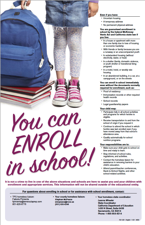 Homeless Assistance – Temecula Preparatory School